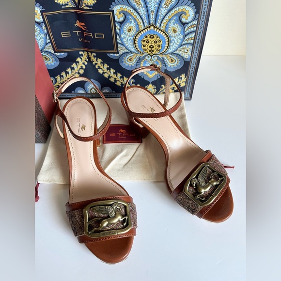 Etro | Shoes | New Etro Pegaso Paisley Flying Horse Midlength Brown ...